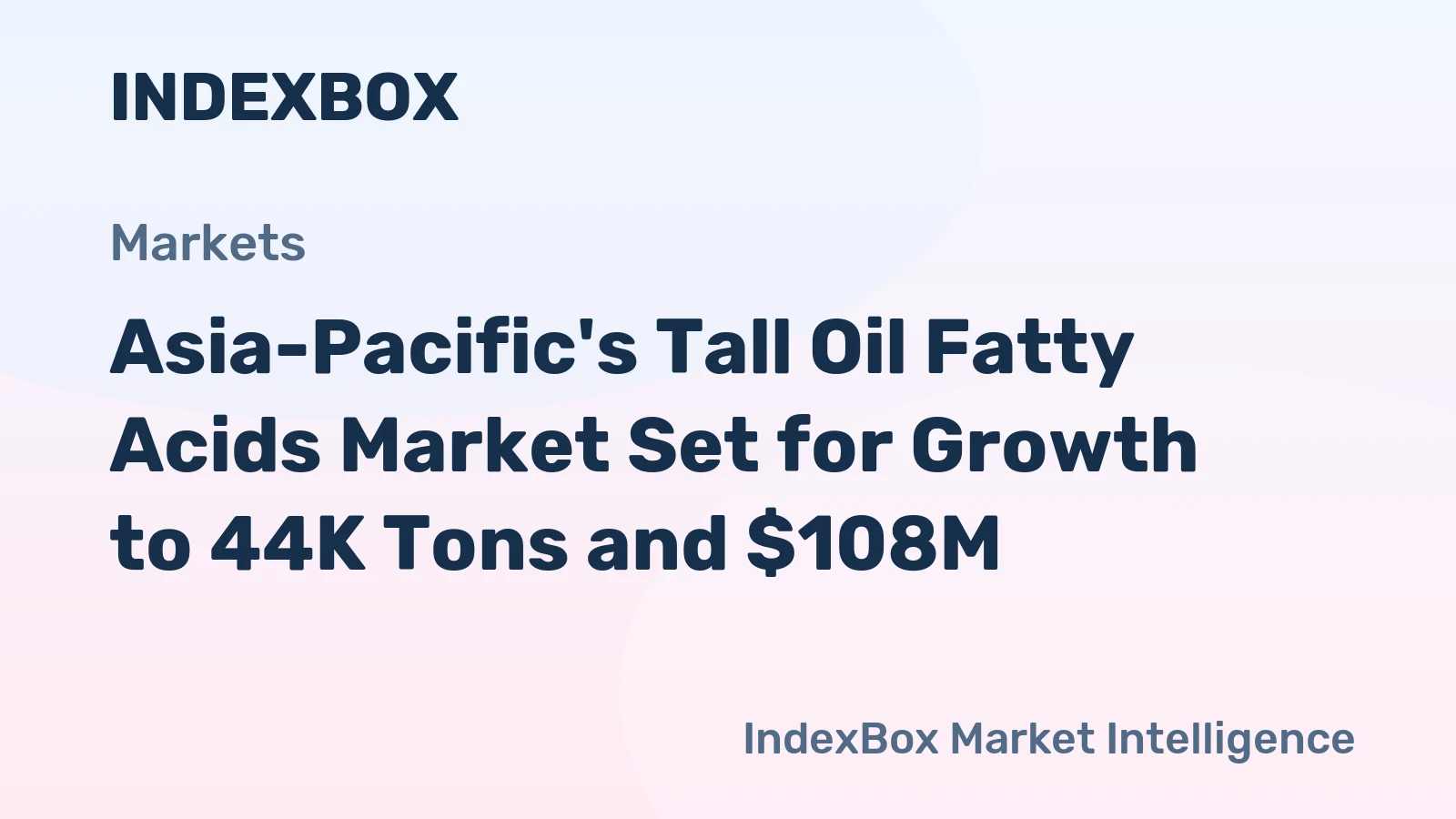 Asia-Pacific's Tall Oil Fatty Acids Market Set for Growth to 44K Tons and $108M