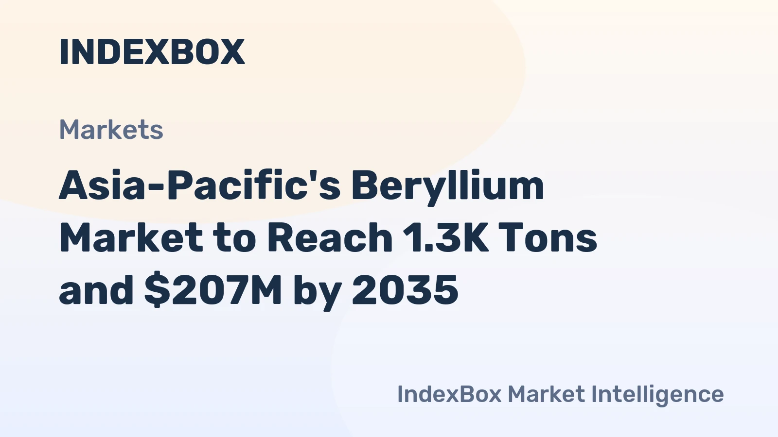 Asia-Pacific's Beryllium Market to Reach 1.3K Tons and $207M by 2035