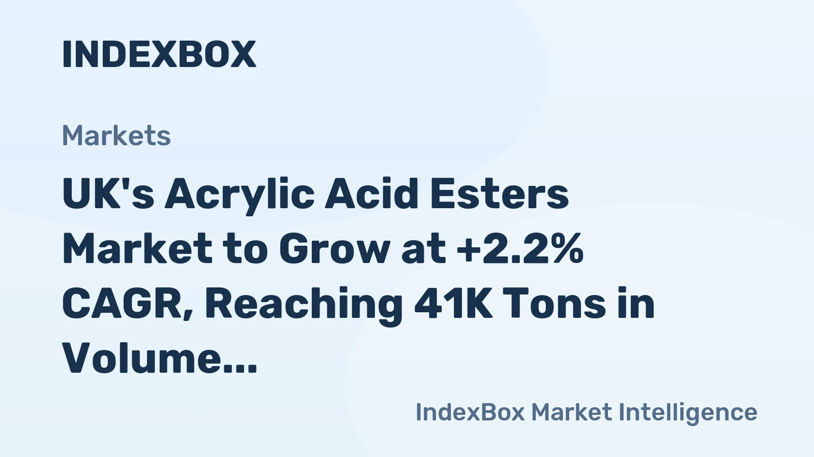 UK's Acrylic Acid Esters Market to Grow at +2.2% CAGR, Reaching 41K Tons in Volume and $111M in Value by 2035