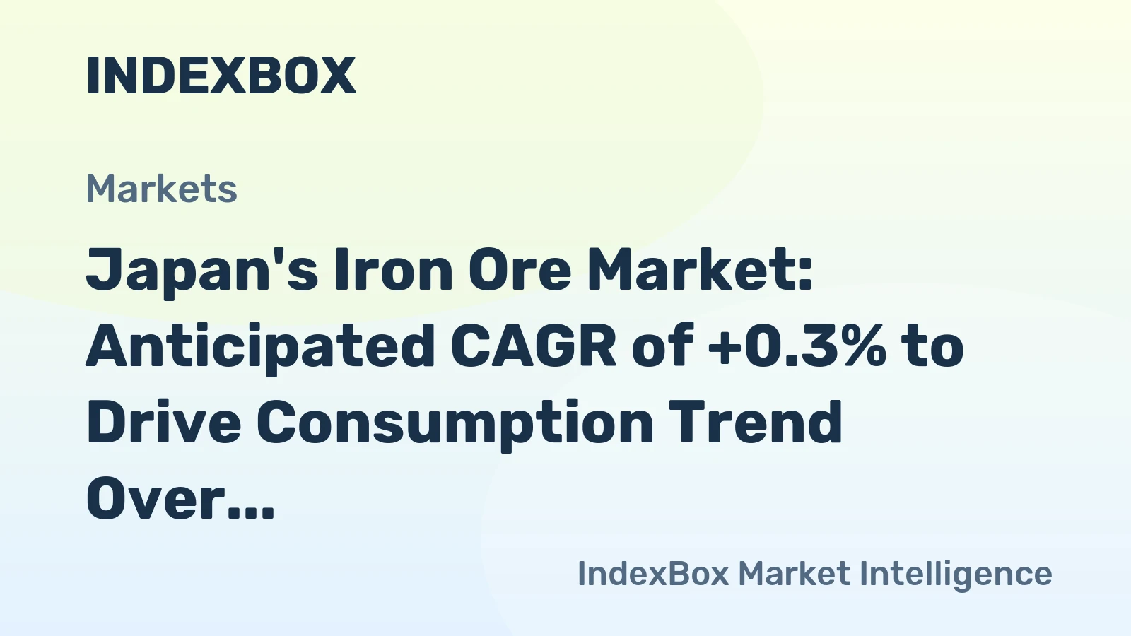 Japan's Iron Ore Market: Anticipated CAGR of +0.3% to Drive Consumption Trend Over Next Decade
