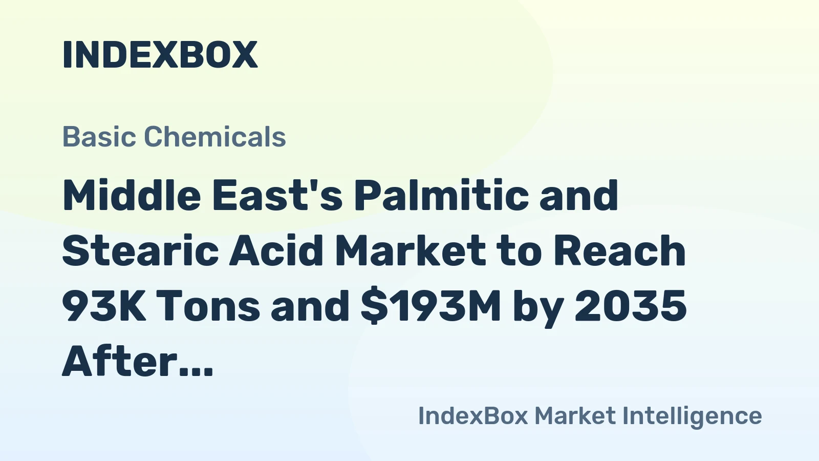 Middle East's Palmitic and Stearic Acid Market to Reach 93K Tons and $193M by 2035 After Recent Contraction