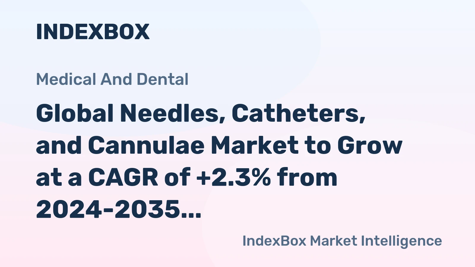 Global Needles, Catheters, and Cannulae Market to Grow at a CAGR of +2.3% from 2024-2035, Reaching 193B Units