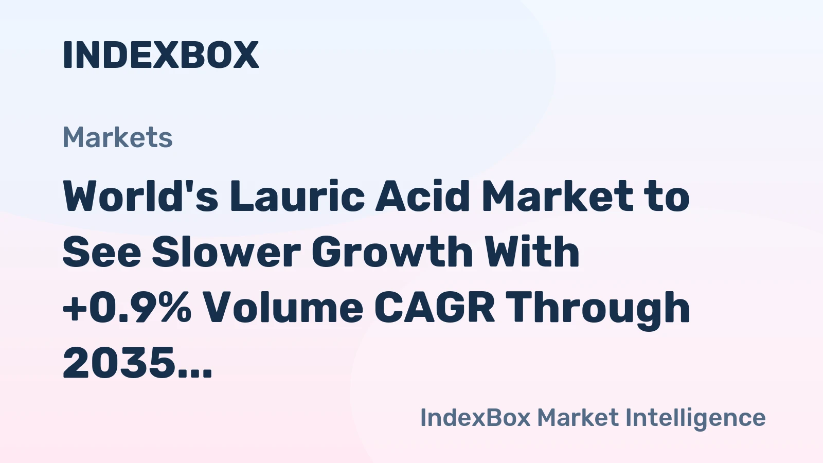 World's Lauric Acid Market to See Slower Growth With +0.9% Volume CAGR Through 2035