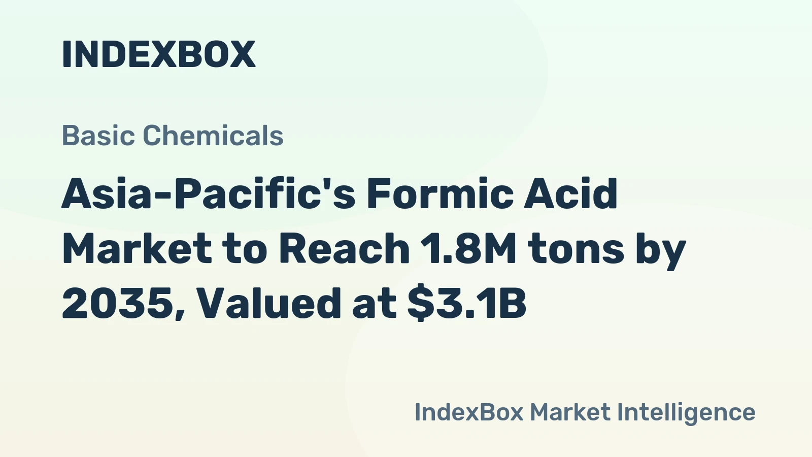 Asia-Pacific's Formic Acid Market to Reach 1.8M tons by 2035, Valued at $3.1B