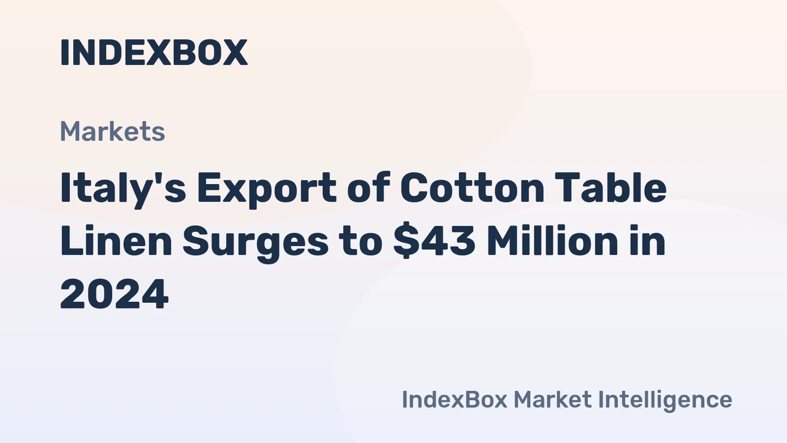 Italy's Export of Cotton Table Linen Surges to $43 Million in 2024