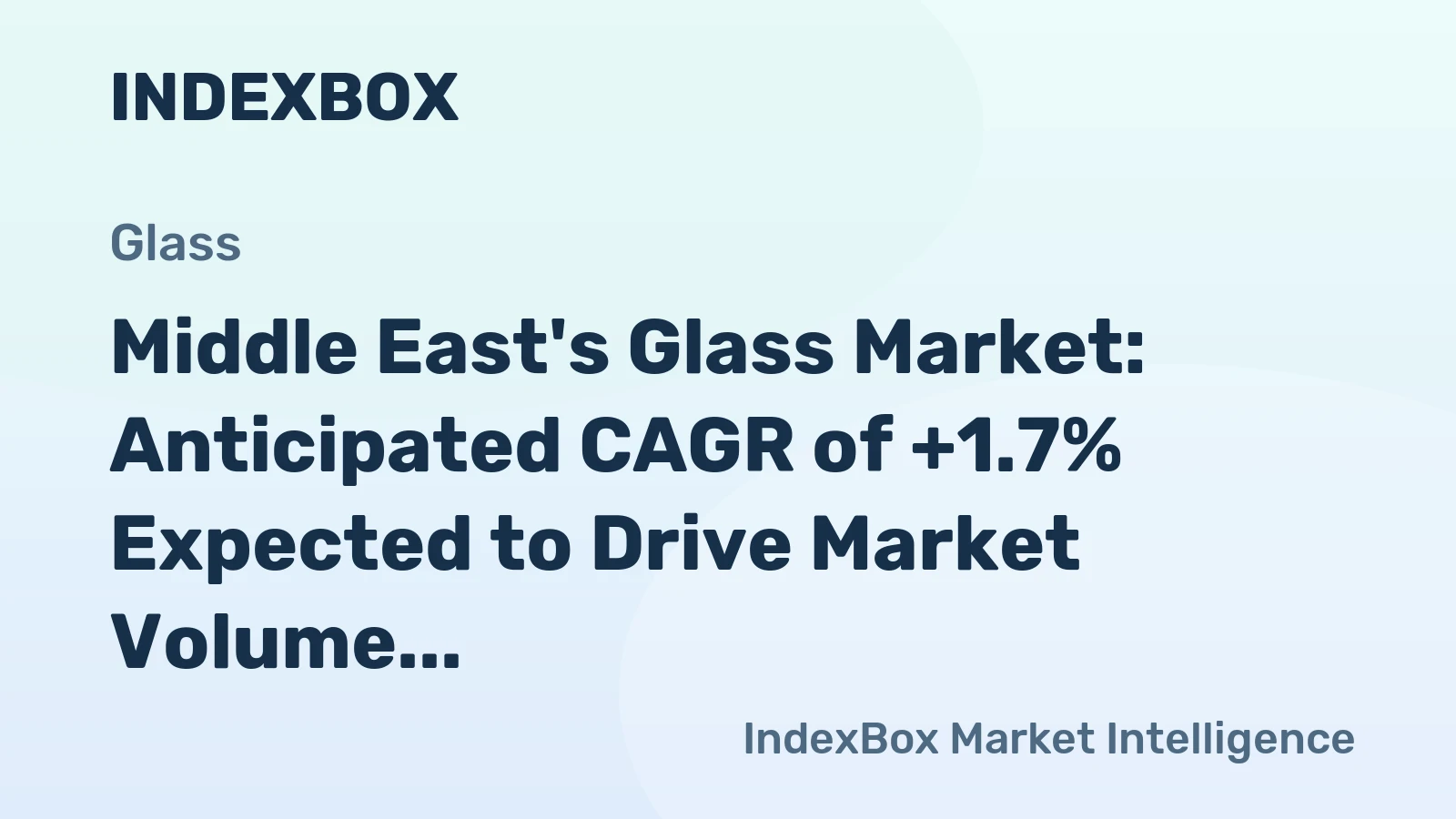 Middle East's Glass Market: Anticipated CAGR of +1.7% Expected to Drive Market Volume to 116K Tons by 2035