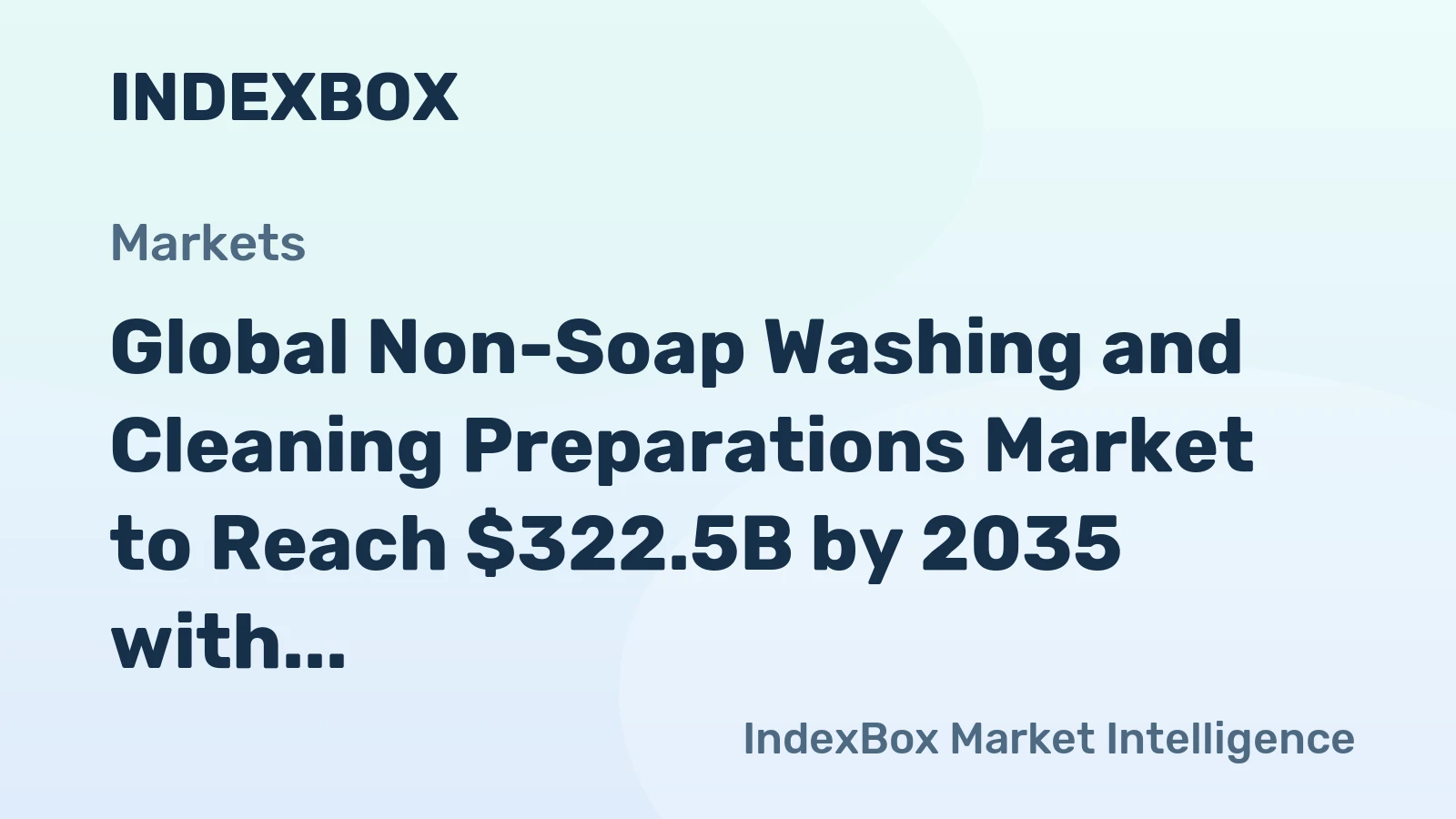 Global Non-Soap Washing and Cleaning Preparations Market to Reach $322.5B by 2035 with a CAGR of +2.9%
