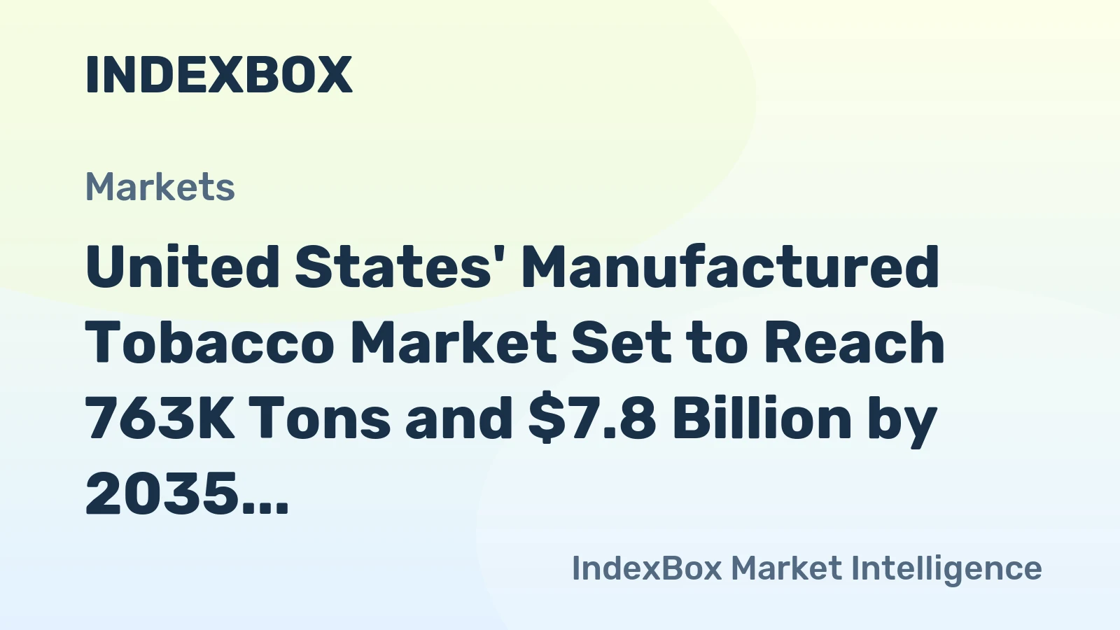 United States' Manufactured Tobacco Market Set to Reach 763K Tons and $7.8 Billion by 2035