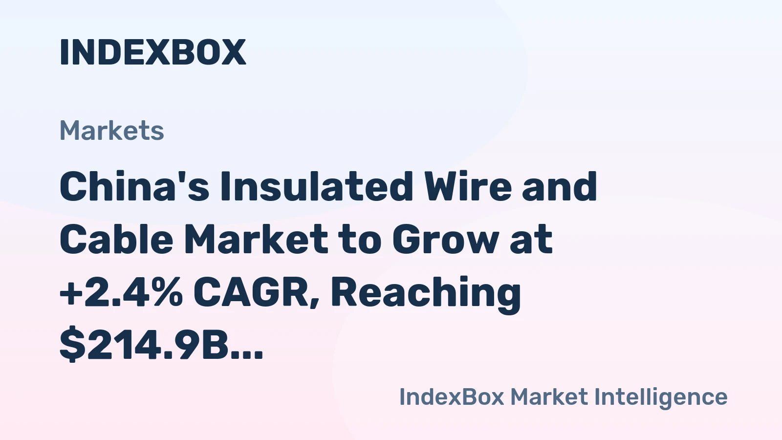 China's Insulated Wire and Cable Market to Grow at +2.4% CAGR, Reaching $214.9B by 2035