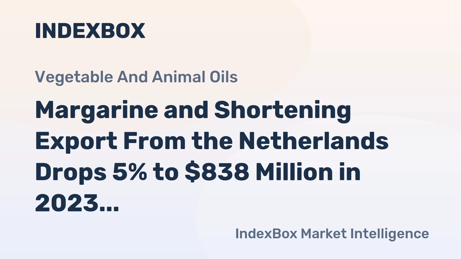 Margarine and Shortening Export From the Netherlands Drops 5% to $838 Million in 2023