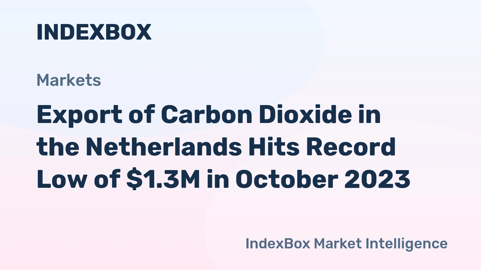 Export of Carbon Dioxide in the Netherlands Hits Record Low of $1.3M in October 2023