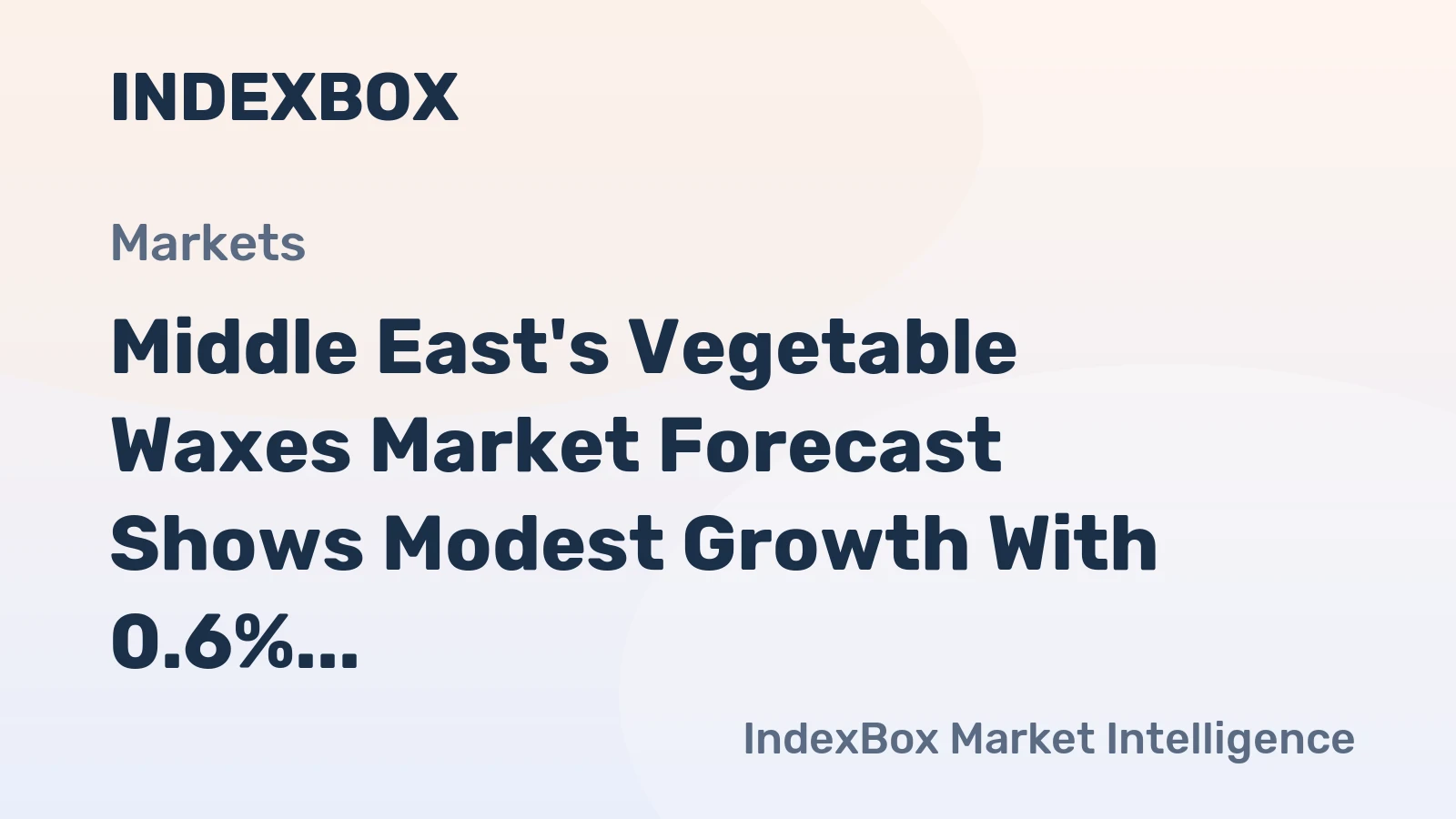 Middle East's Vegetable Waxes Market Forecast Shows Modest Growth With 0.6% Volume CAGR