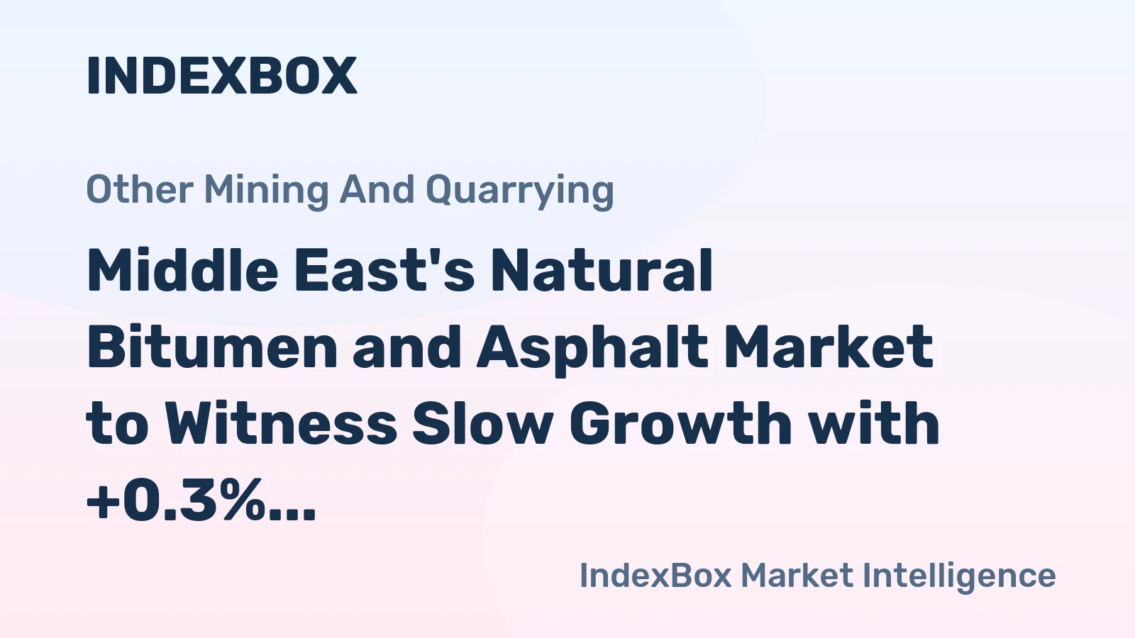 Middle East's Natural Bitumen and Asphalt Market to Witness Slow Growth with +0.3% CAGR Through 2035