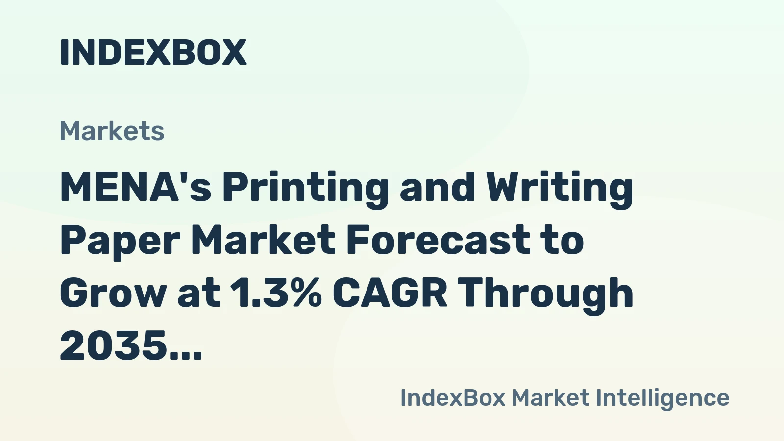 MENA's Printing and Writing Paper Market Forecast to Grow at 1.3% CAGR Through 2035