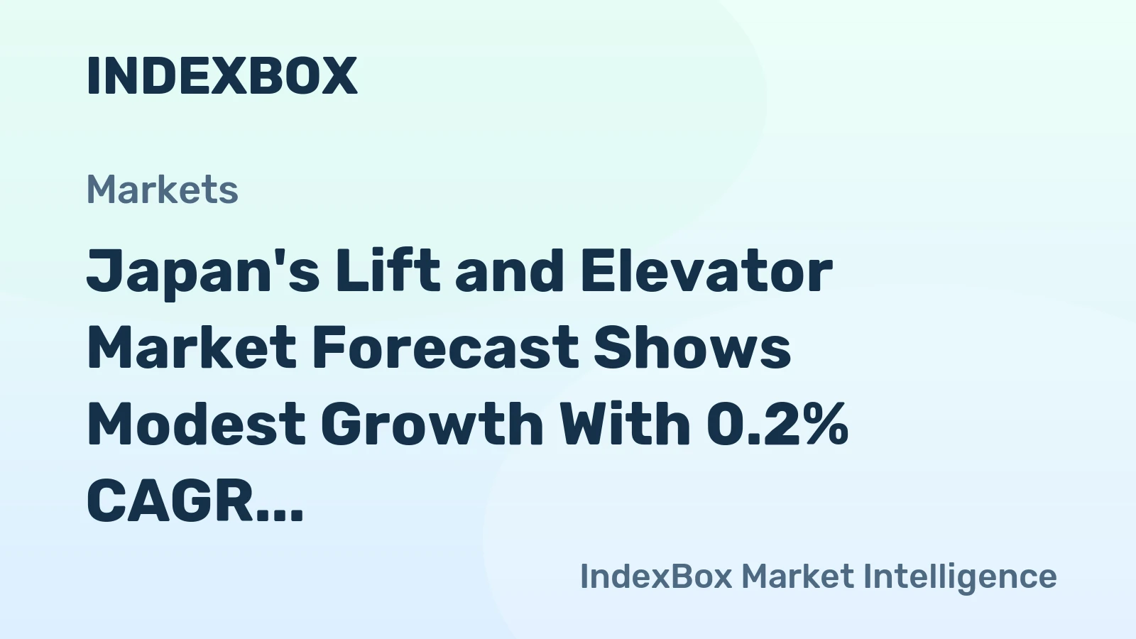 Japan's Lift and Elevator Market Forecast Shows Modest Growth With 0.2% CAGR Through 2035