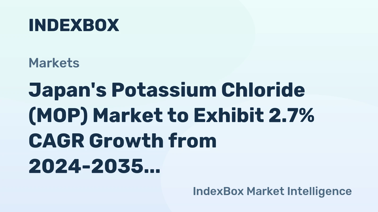 Japan's Potassium Chloride (MOP) Market to Exhibit 2.7% CAGR Growth from 2024-2035