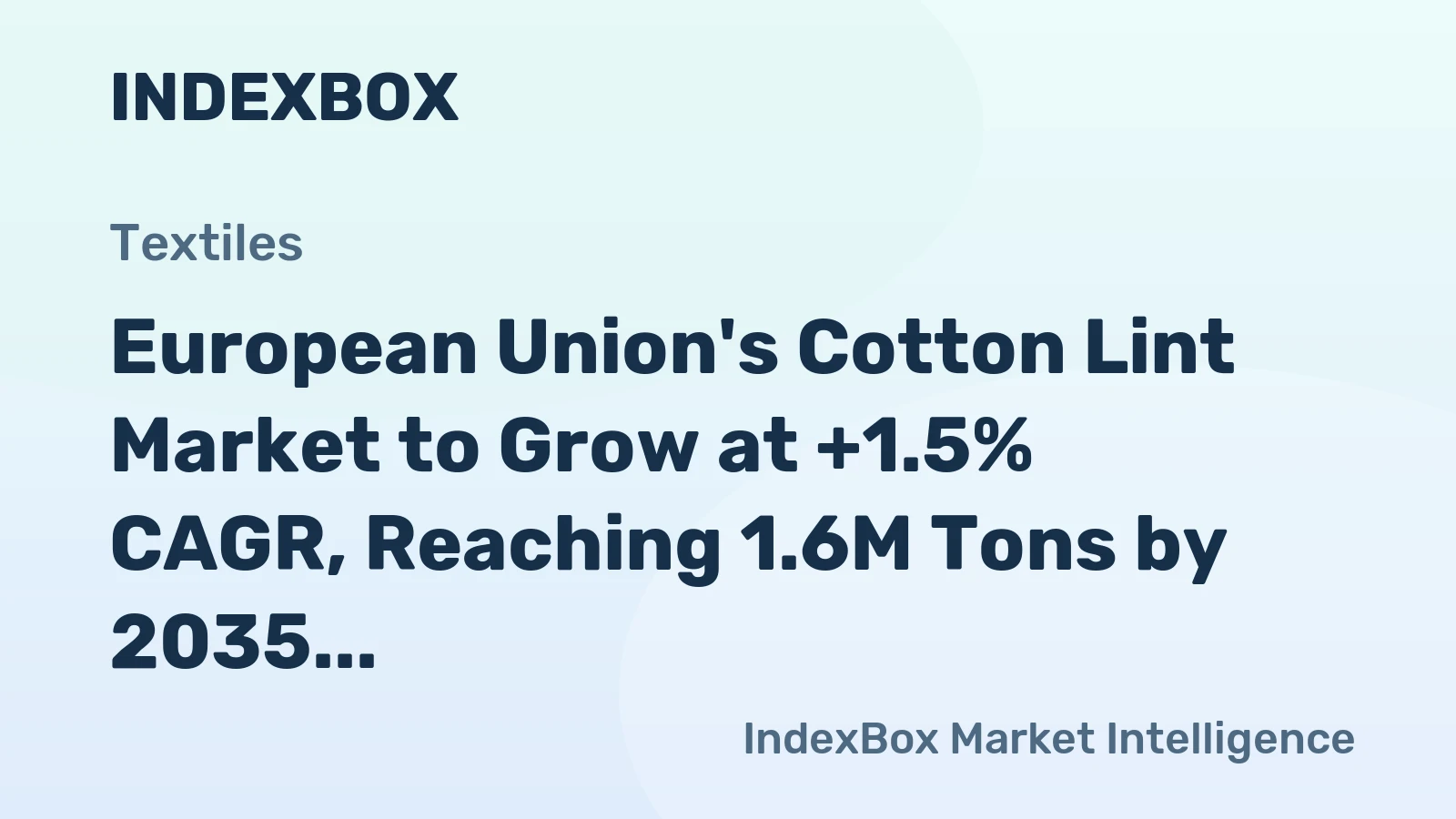 European Union's Cotton Lint Market to Grow at +1.5% CAGR, Reaching 1.6M Tons by 2035