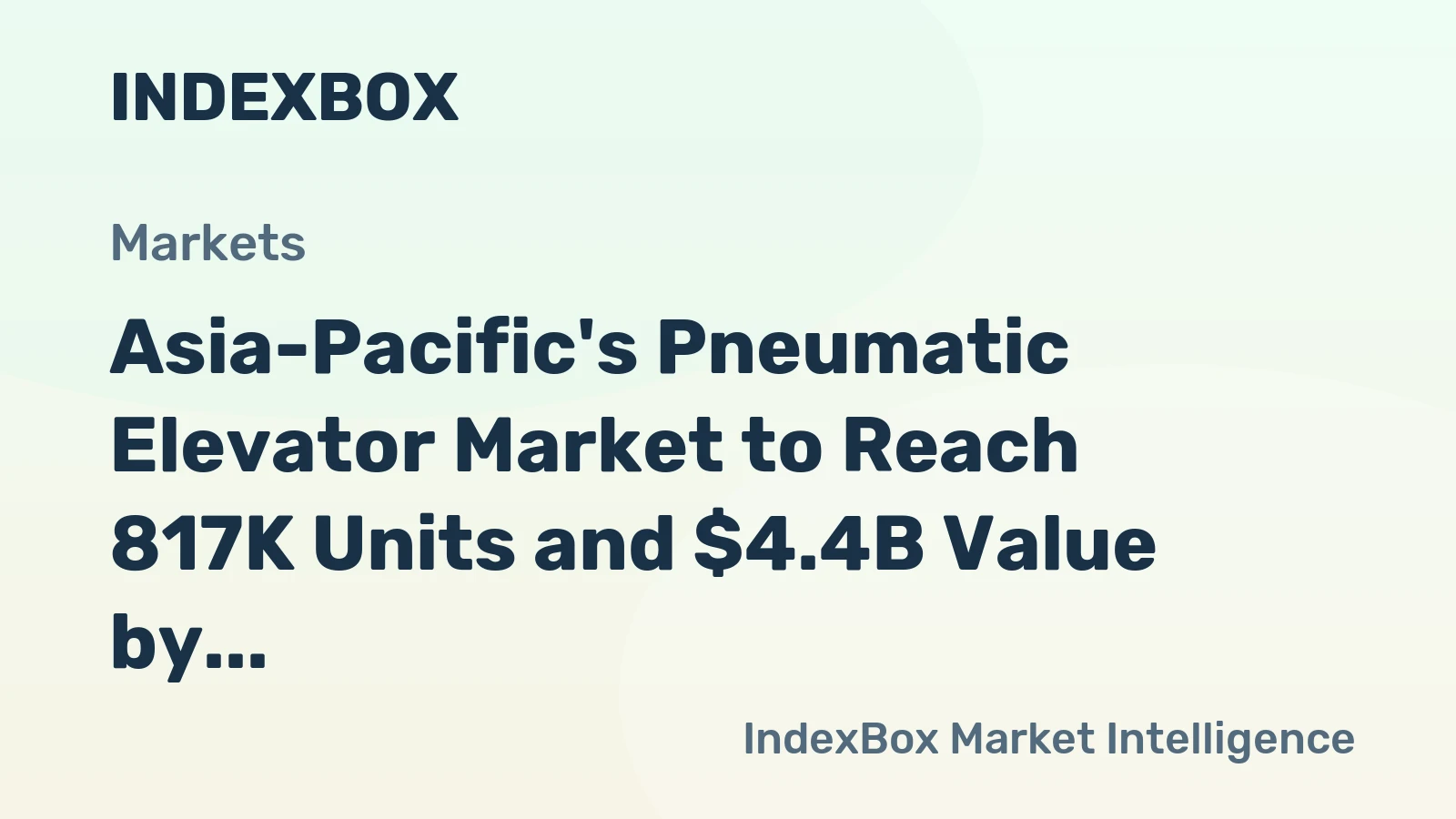 Asia-Pacific's Pneumatic Elevator Market to Reach 817K Units and $4.4B Value by 2035 Despite Recent Contraction