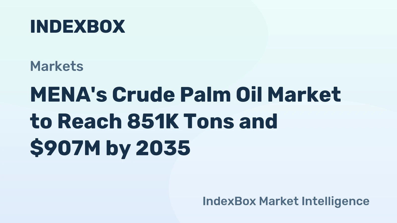 MENA's Crude Palm Oil Market to Reach 851K Tons and $907M by 2035