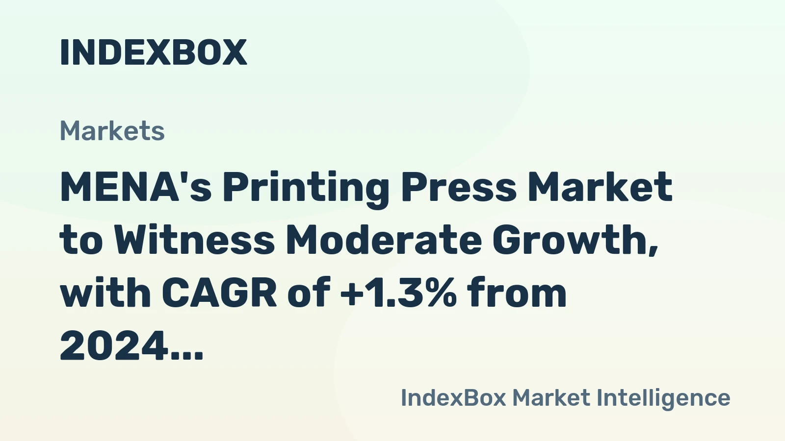 MENA's Printing Press Market to Witness Moderate Growth, with CAGR of +1.3% from 2024 to 2035