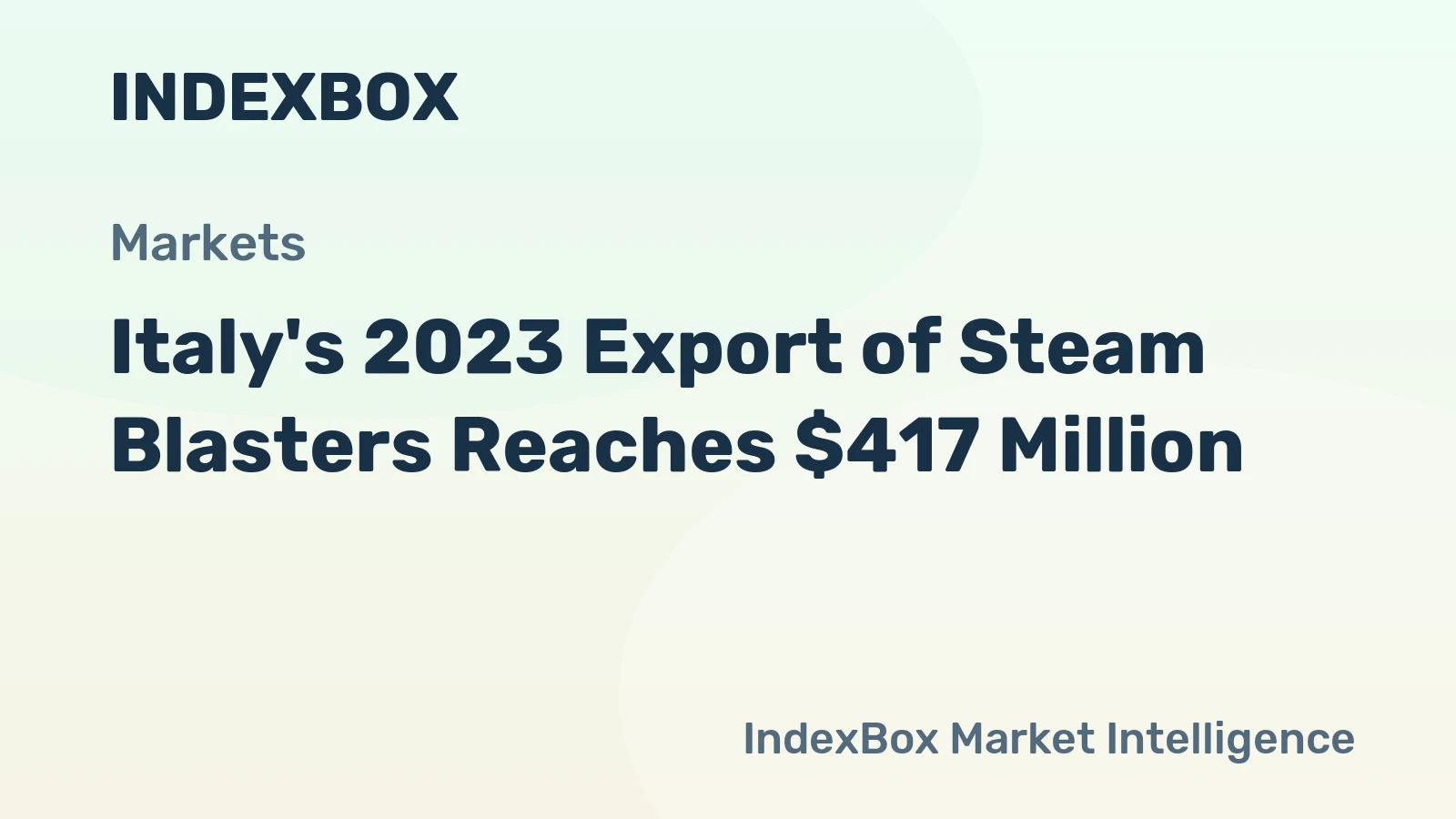 Italy's 2023 Export of Steam Blasters Reaches $417 Million