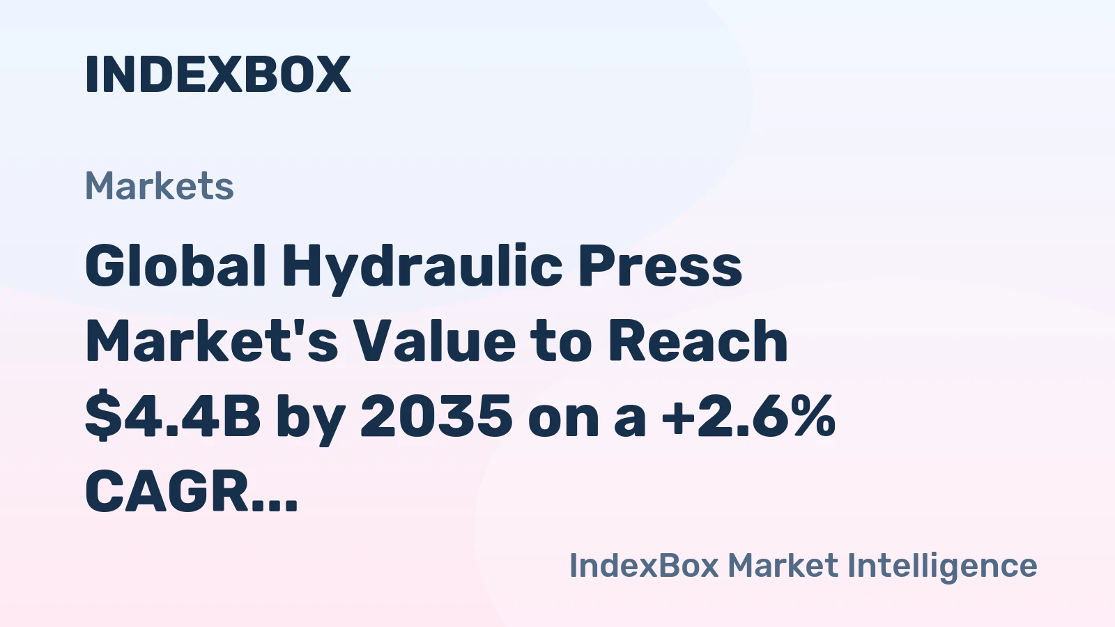 Global Hydraulic Press Market's Value to Reach $4.4B by 2035 on a +2.6% CAGR