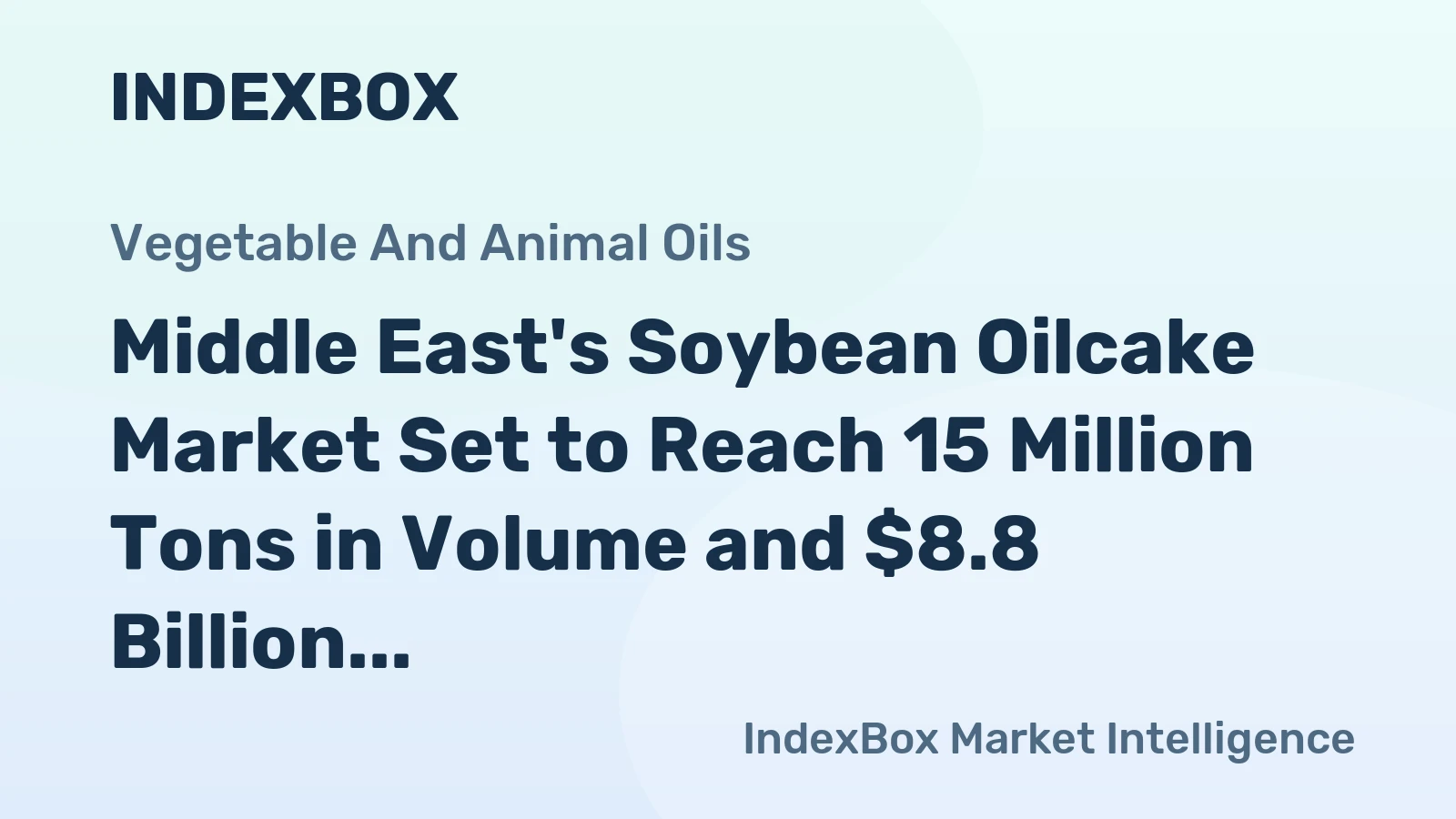 Middle East's Soybean Oilcake Market Set to Reach 15 Million Tons in Volume and $8.8 Billion in Value