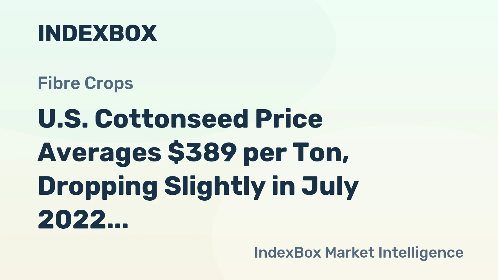 U.S. Cottonseed Price Averages $389 per Ton, Dropping Slightly in July 2022 