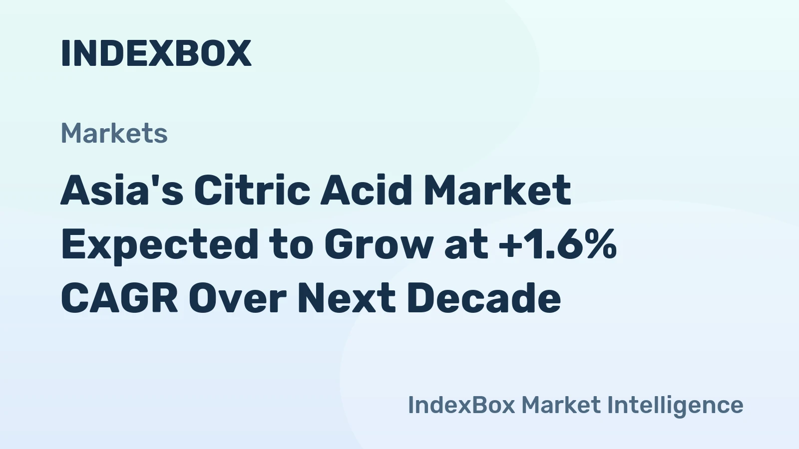 Asia's Citric Acid Market Expected to Grow at +1.6% CAGR Over Next Decade