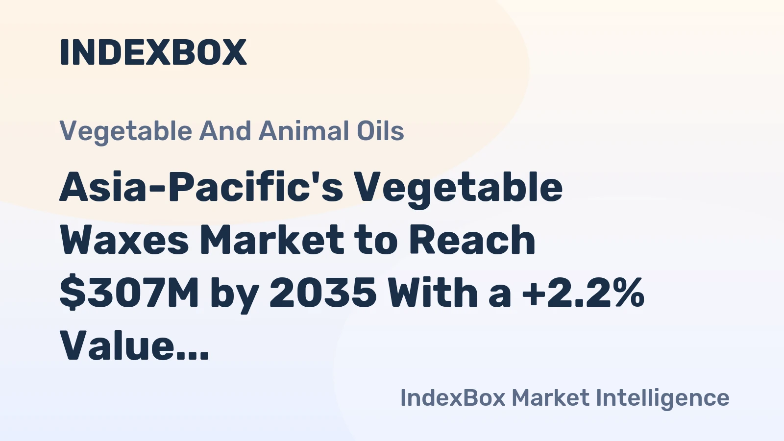 Asia-Pacific's Vegetable Waxes Market to Reach $307M by 2035 With a +2.2% Value CAGR Amid Decelerating Growth