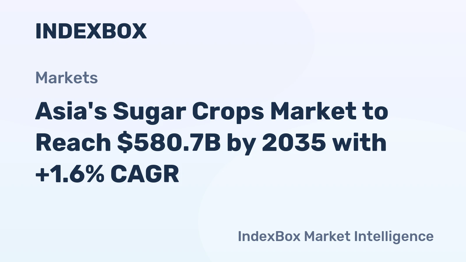 Asia's Sugar Crops Market to Reach $580.7B by 2035 with +1.6% CAGR