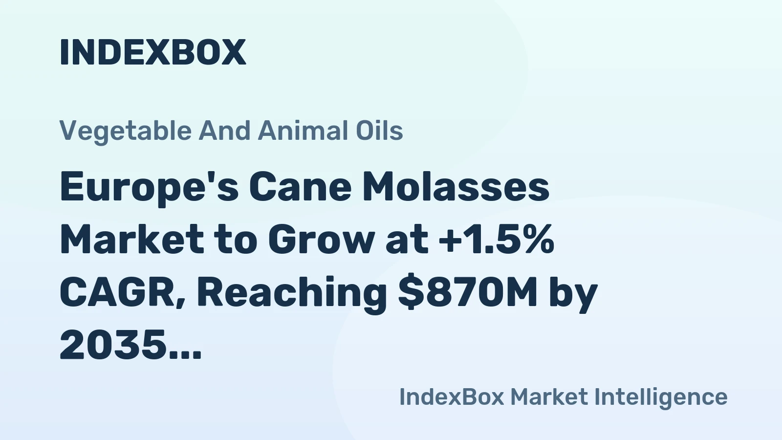 Europe's Cane Molasses Market to Grow at +1.5% CAGR, Reaching $870M by 2035