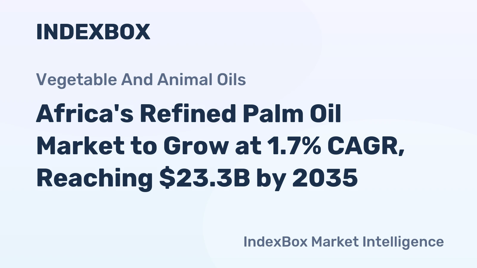 Africa's Refined Palm Oil Market to Grow at 1.7% CAGR, Reaching $23.3B by 2035