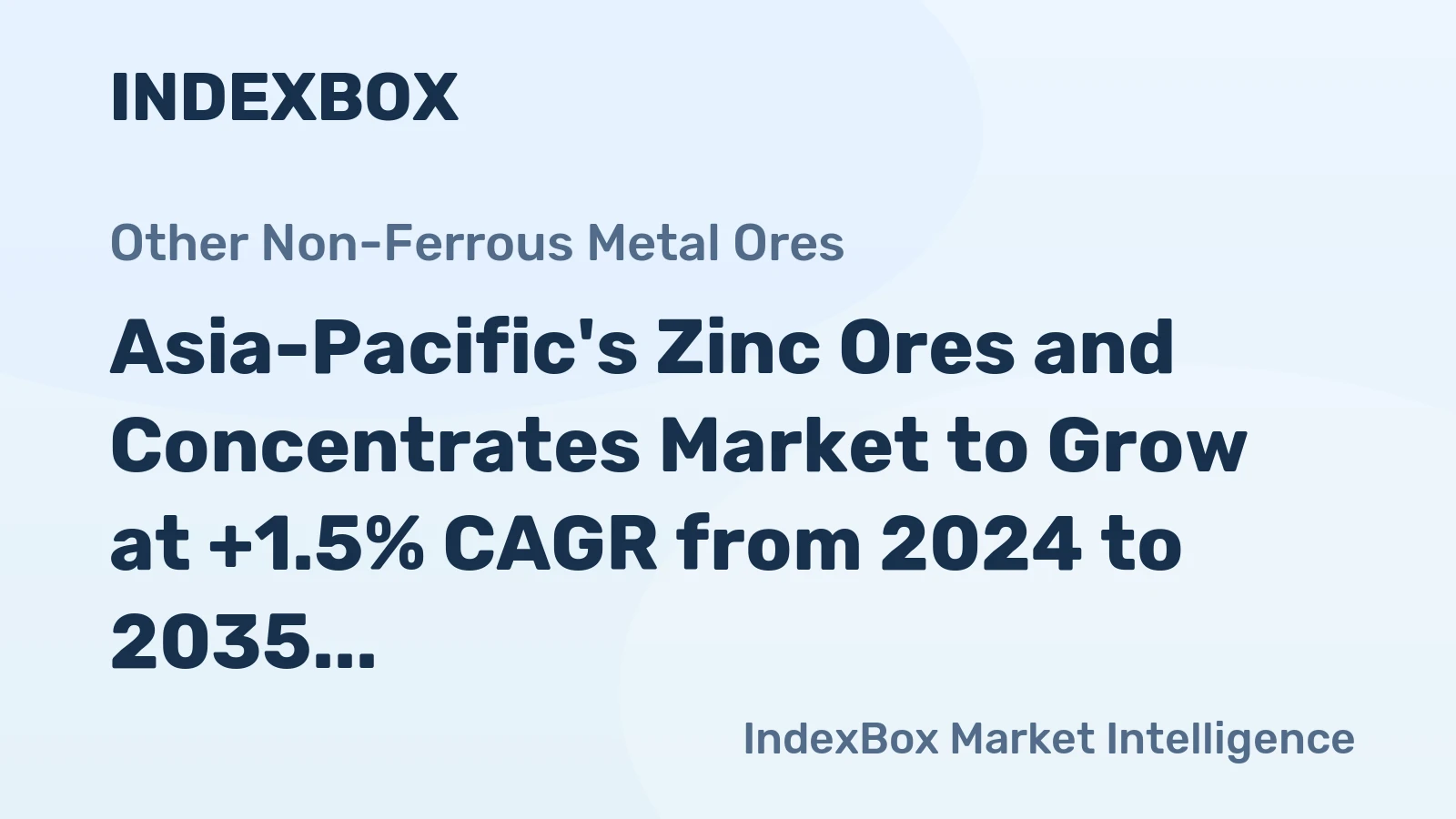 Asia-Pacific's Zinc Ores and Concentrates Market to Grow at +1.5% CAGR from 2024 to 2035