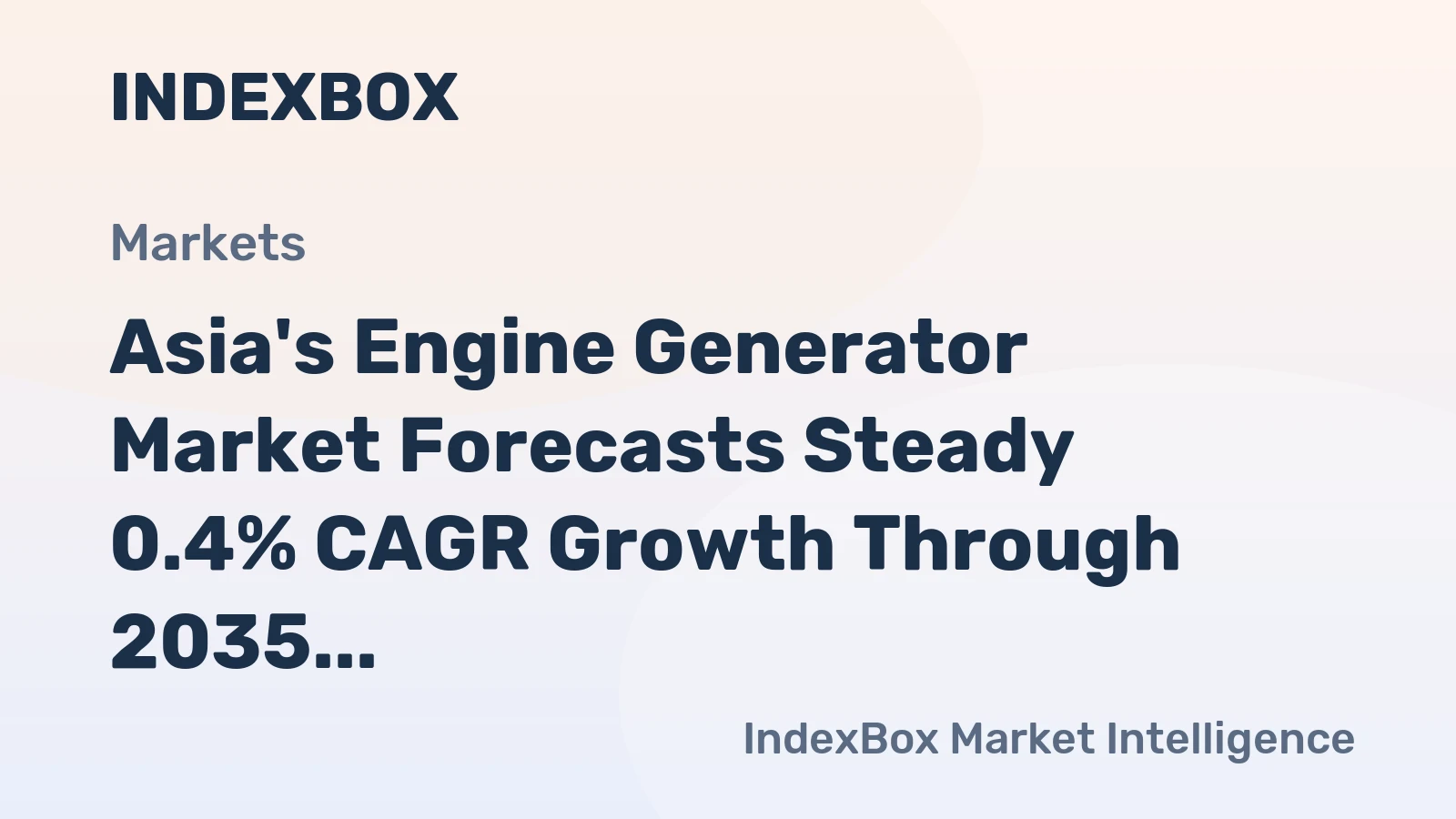 Asia's Engine Generator Market Forecasts Steady 0.4% CAGR Growth Through 2035