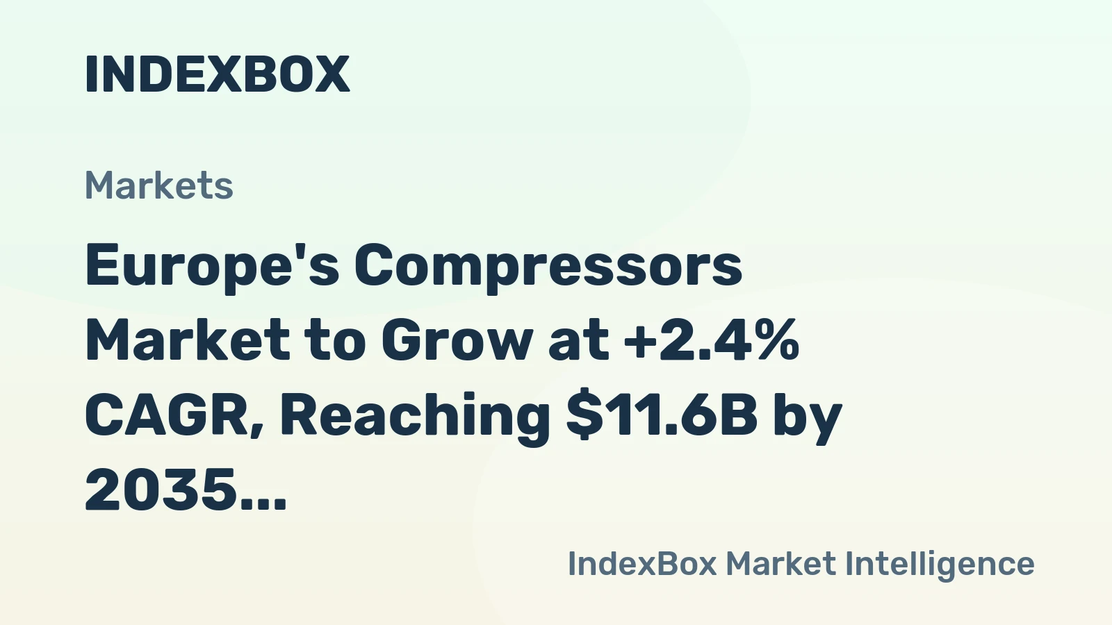 Europe's Compressors Market to Grow at +2.4% CAGR, Reaching $11.6B by 2035