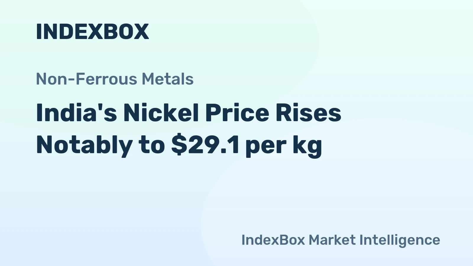 India's Nickel Price Rises Notably to $29.1 per kg