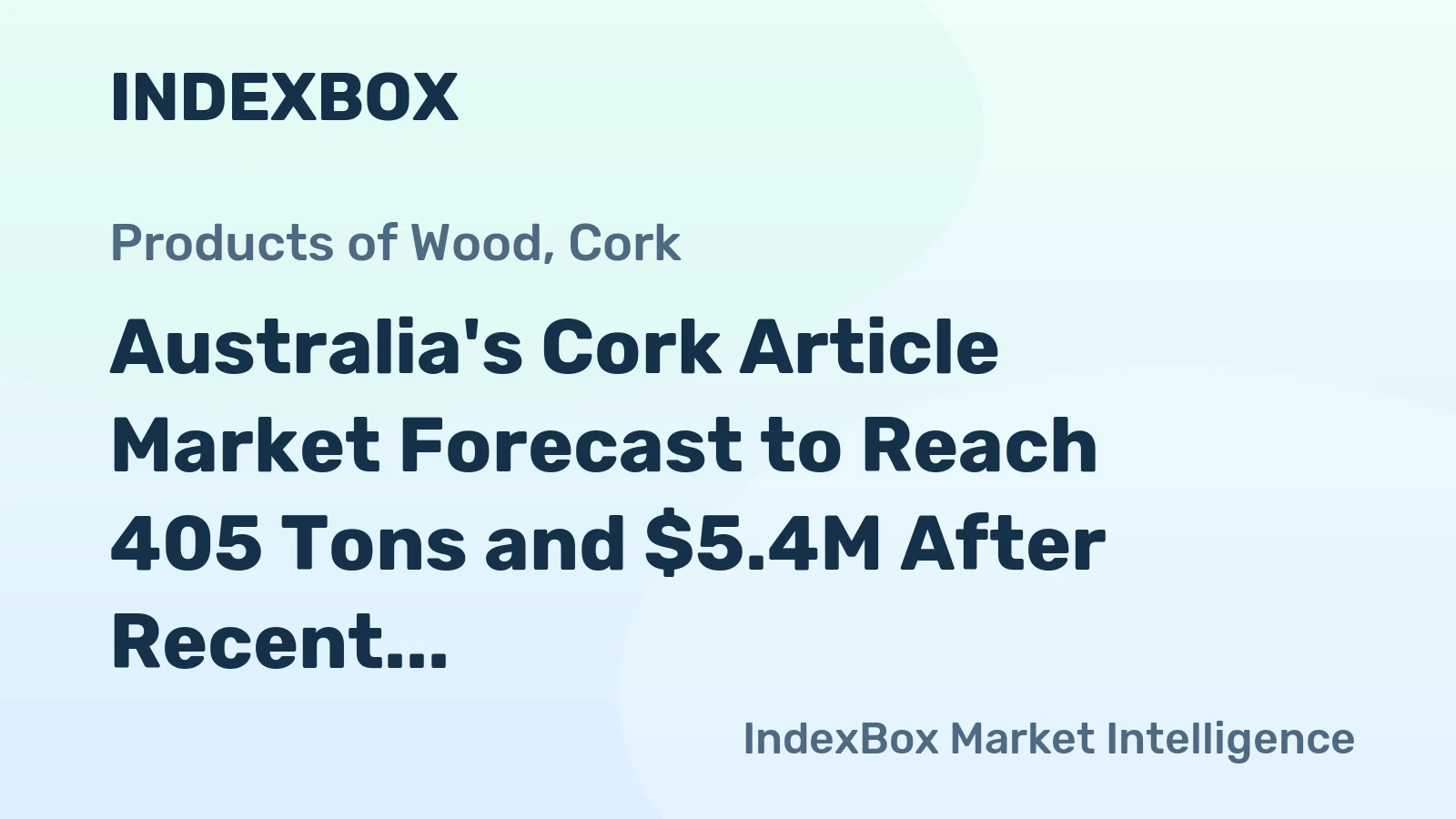 Australia's Cork Article Market Forecast to Reach 405 Tons and $5.4M After Recent Contraction