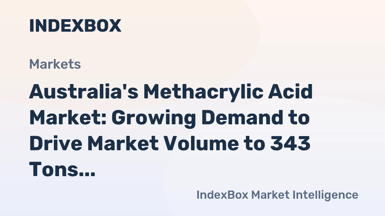 Australia's Methacrylic Acid Market: Growing Demand to Drive Market Volume to 343 Tons and Market Value to $976K by 2035