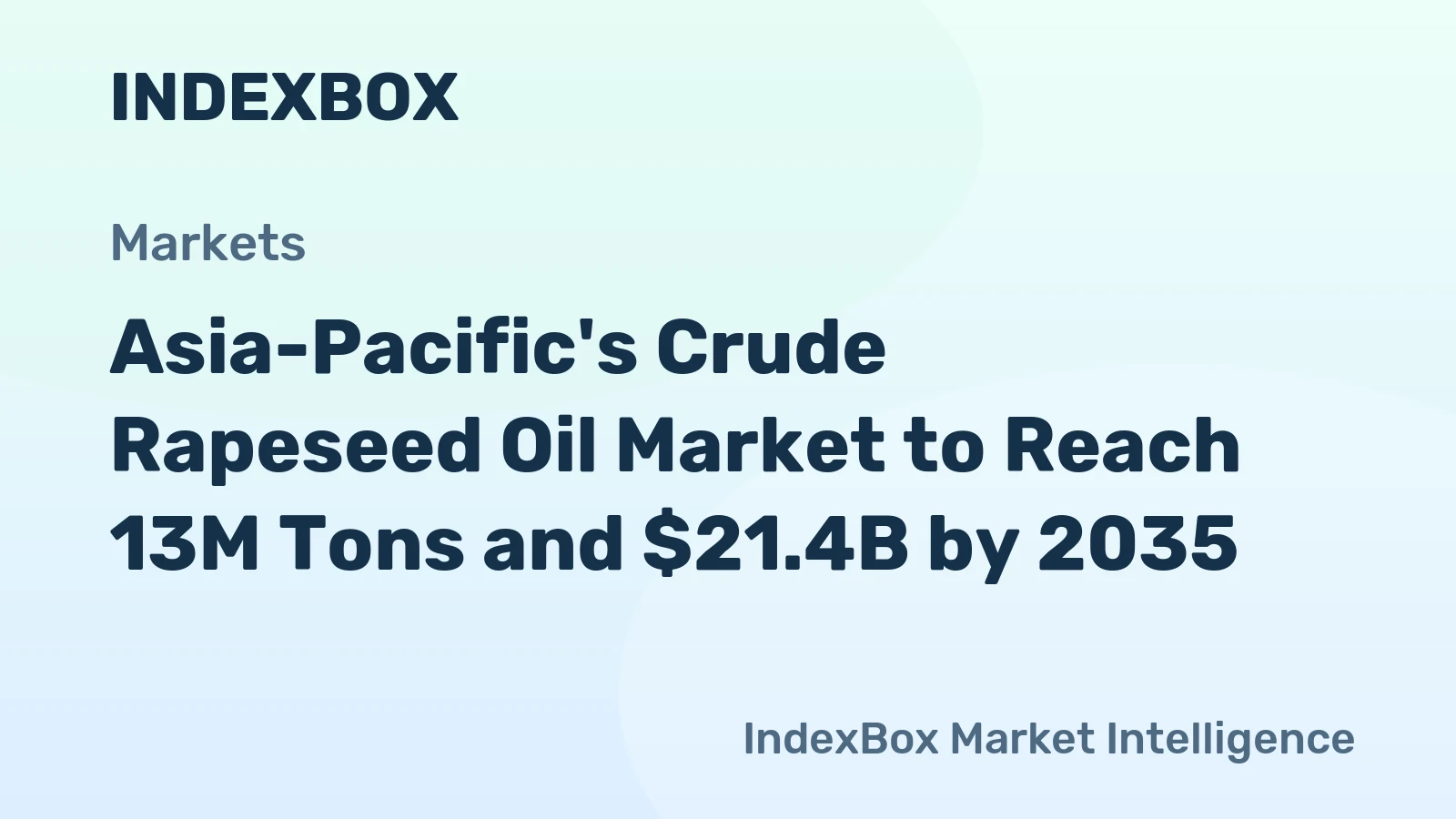 Asia-Pacific's Crude Rapeseed Oil Market to Reach 13M Tons and $21.4B by 2035