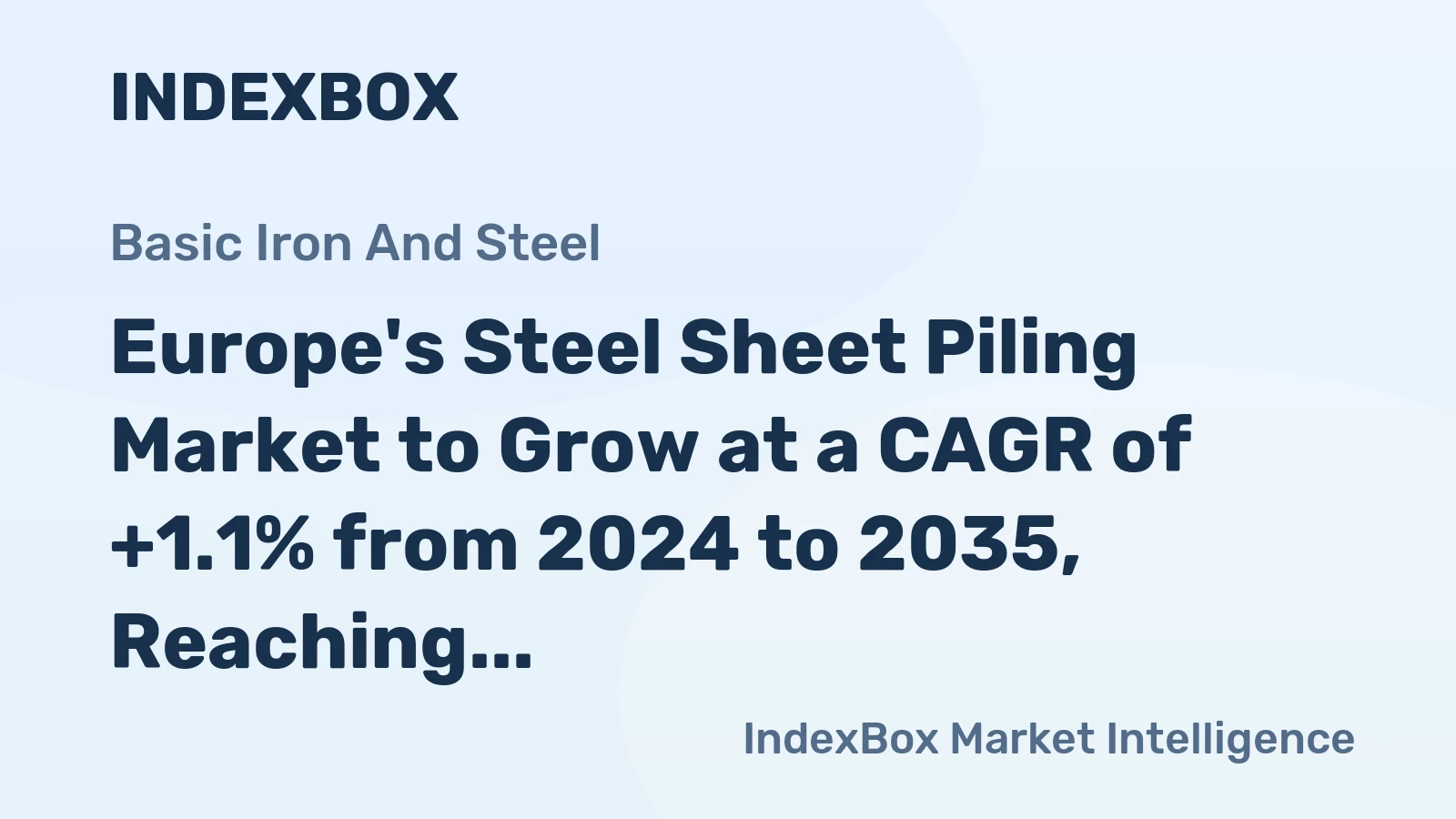 Europe's Steel Sheet Piling Market to Grow at a CAGR of +1.1% from 2024 to 2035, Reaching 1.4M Tons