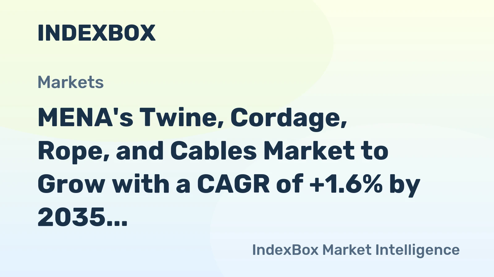 MENA's Twine, Cordage, Rope, and Cables Market to Grow with a CAGR of +1.6% by 2035