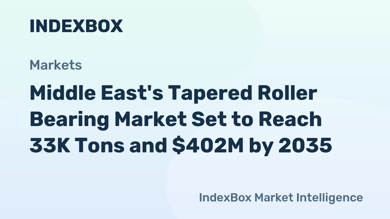 Middle East's Tapered Roller Bearing Market Set to Reach 33K Tons and $402M by 2035