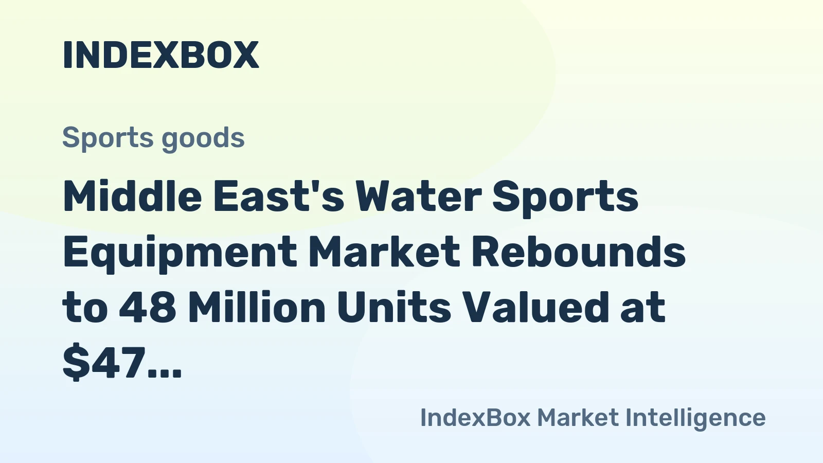 Middle East's Water Sports Equipment Market Rebounds to 48 Million Units Valued at $47 Million