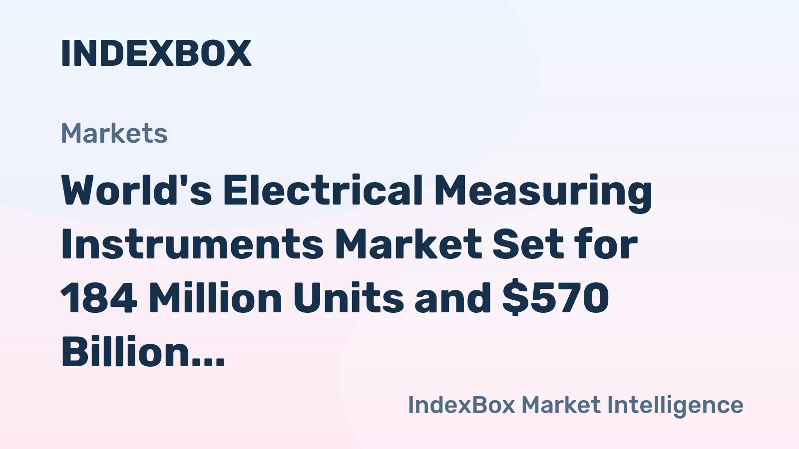 World's Electrical Measuring Instruments Market Set for 184 Million Units and $570 Billion Value