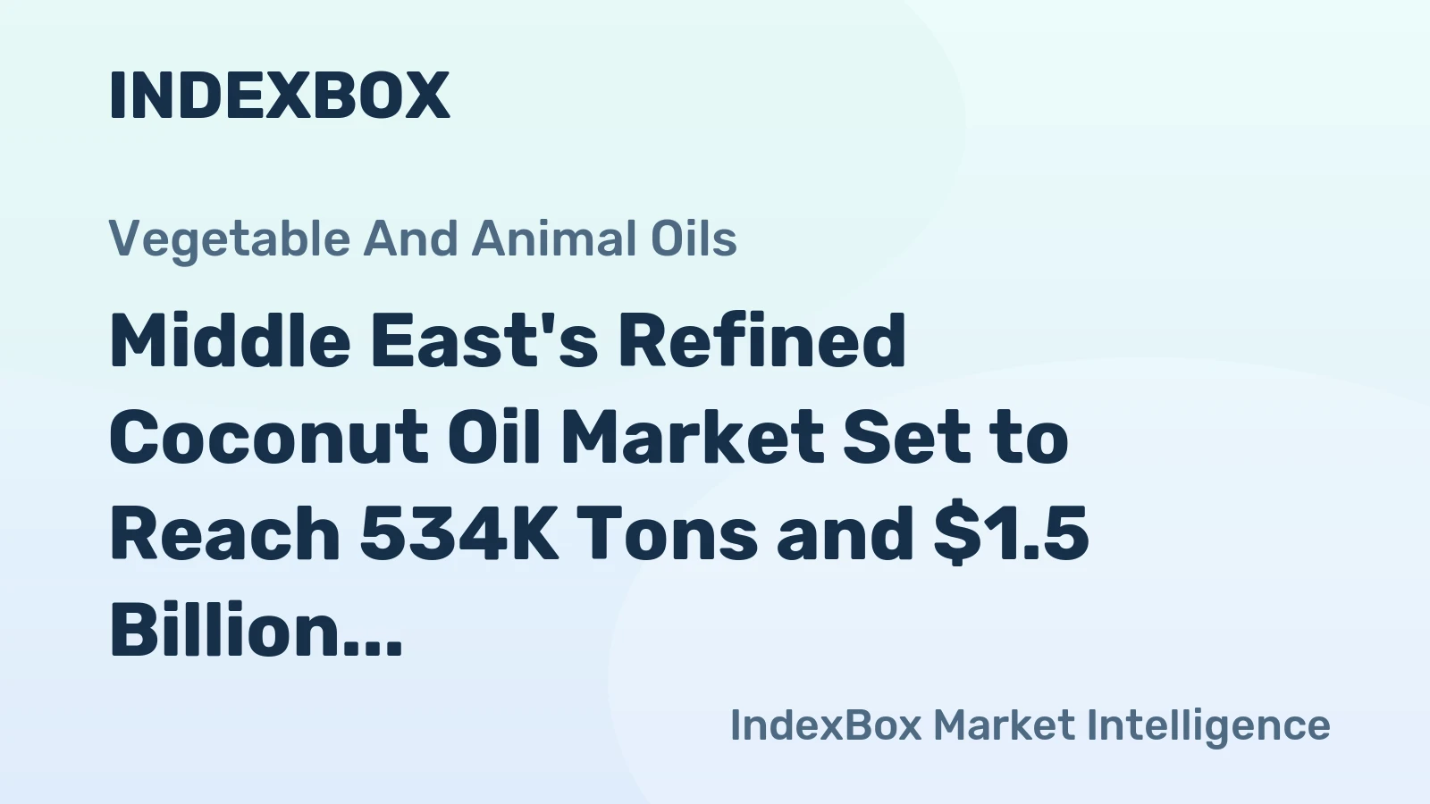 Middle East's Refined Coconut Oil Market Set to Reach 534K Tons and $1.5 Billion by 2035