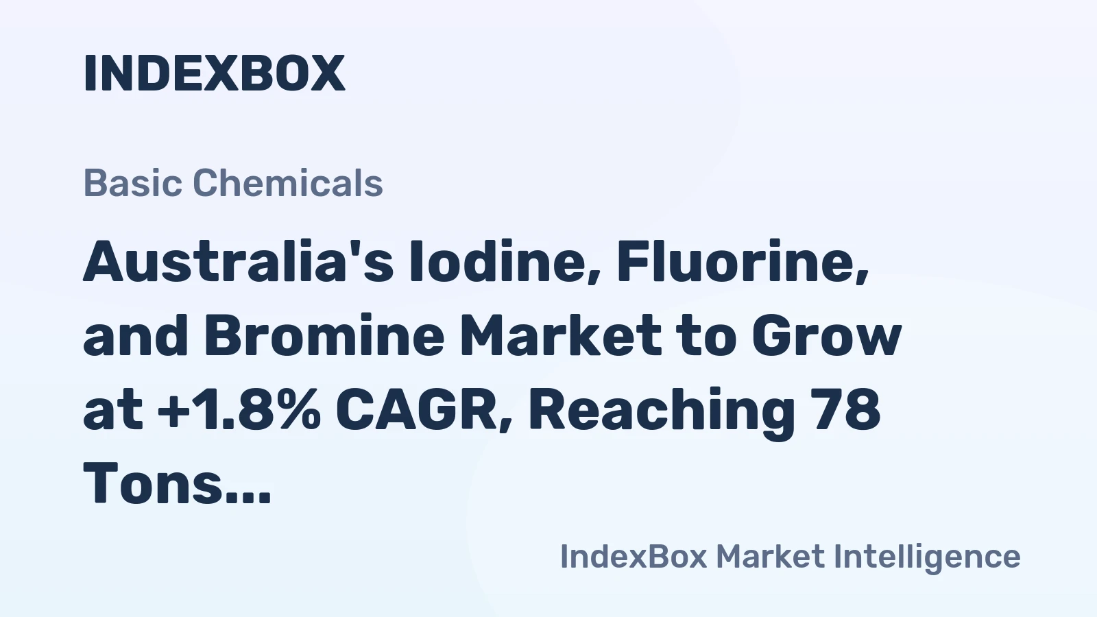 Australia's Iodine, Fluorine, and Bromine Market to Grow at +1.8% CAGR, Reaching 78 Tons by 2035