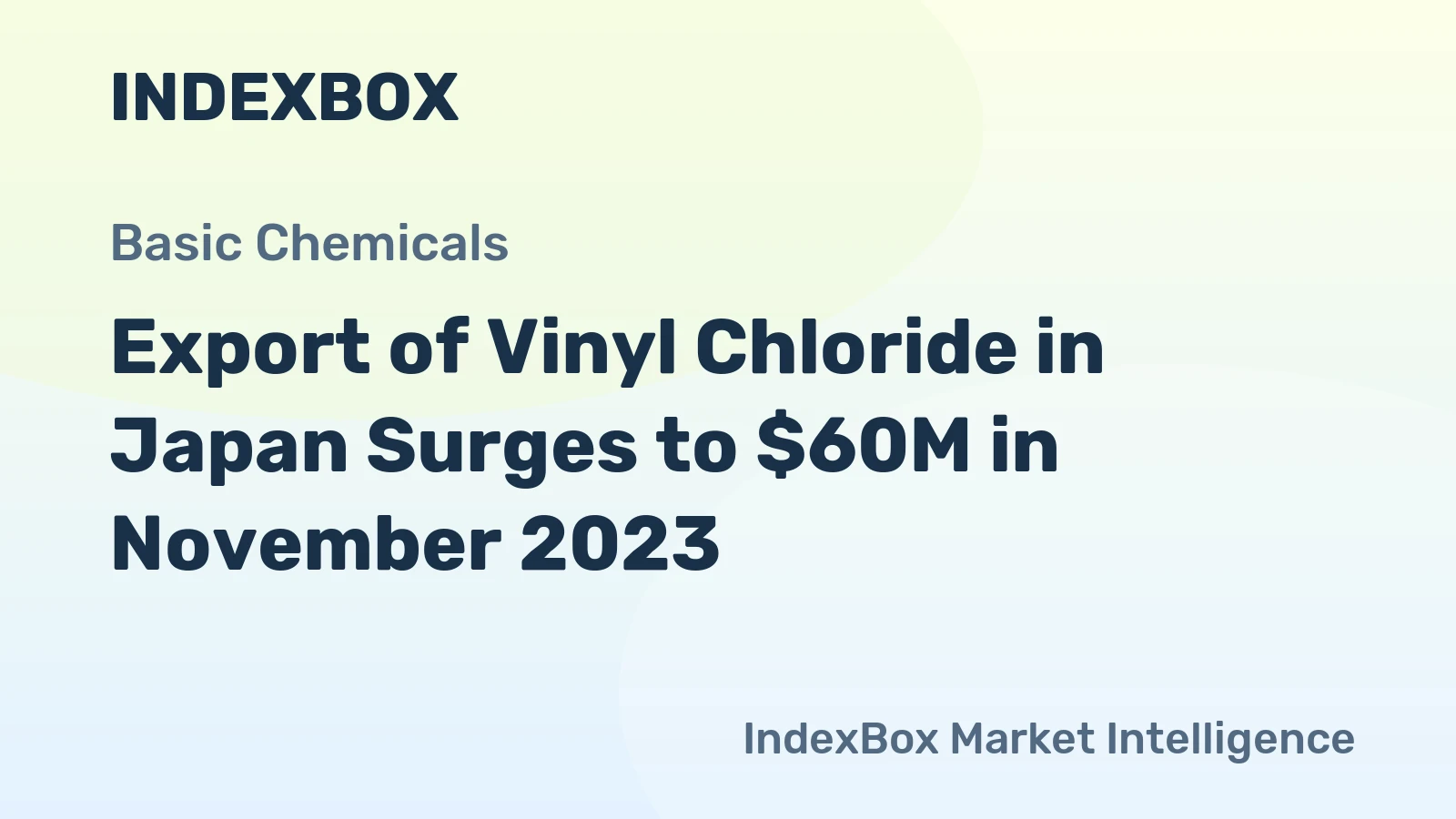 Export of Vinyl Chloride in Japan Surges to $60M in November 2023