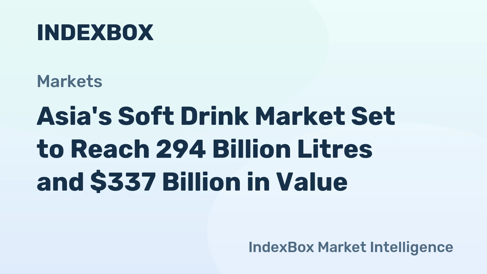 Asia's Soft Drink Market Set to Reach 294 Billion Litres and $337 Billion in Value