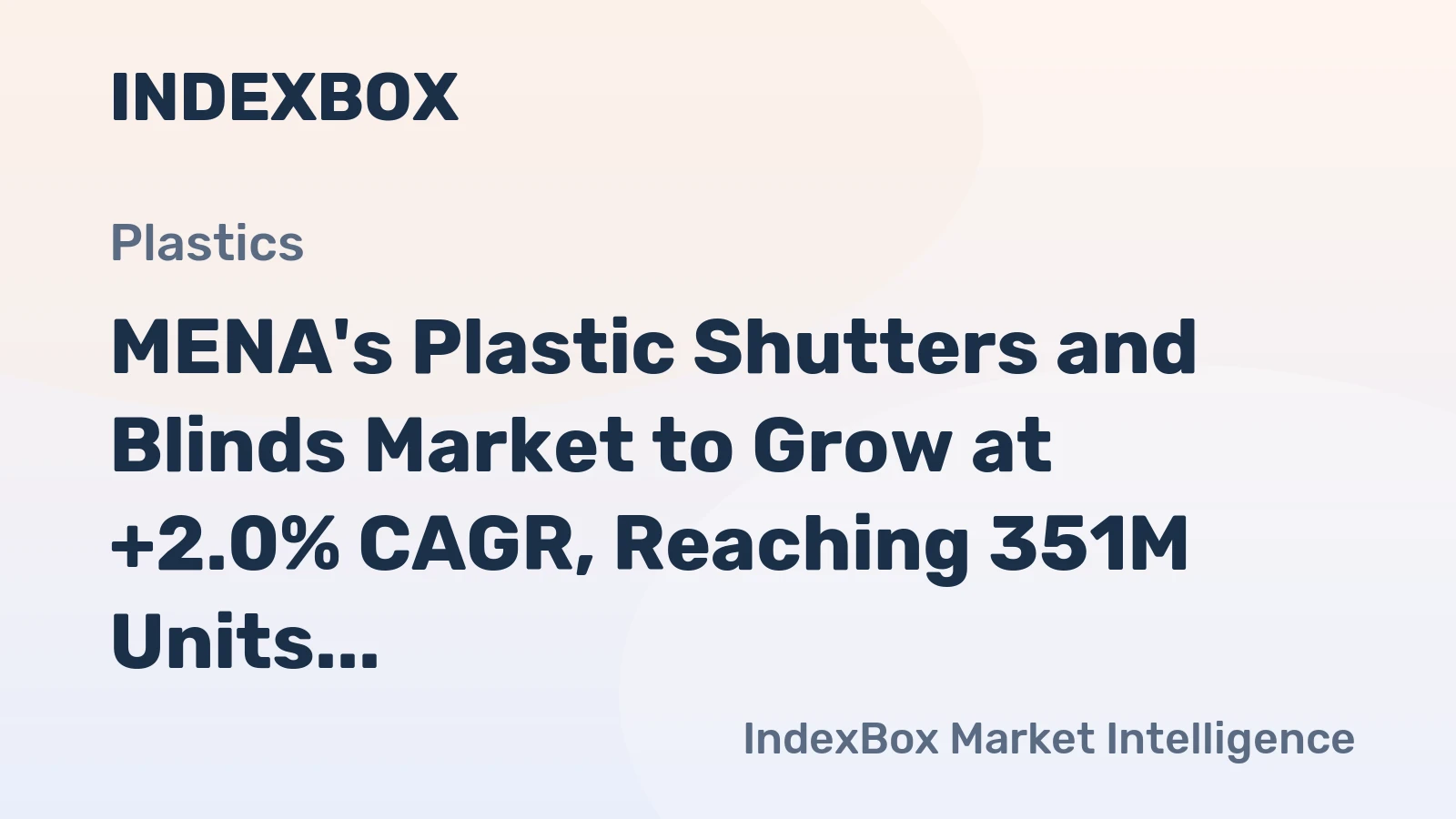 MENA's Plastic Shutters and Blinds Market to Grow at +2.0% CAGR, Reaching 351M Units by 2035